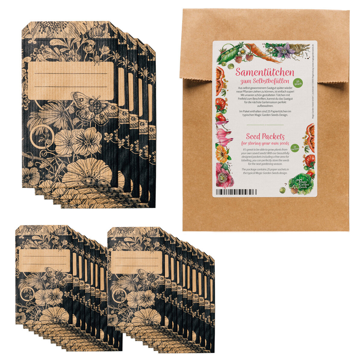 25 Empty Seed Sachets for Self-Filling and Labelling for Self-Harvested ...