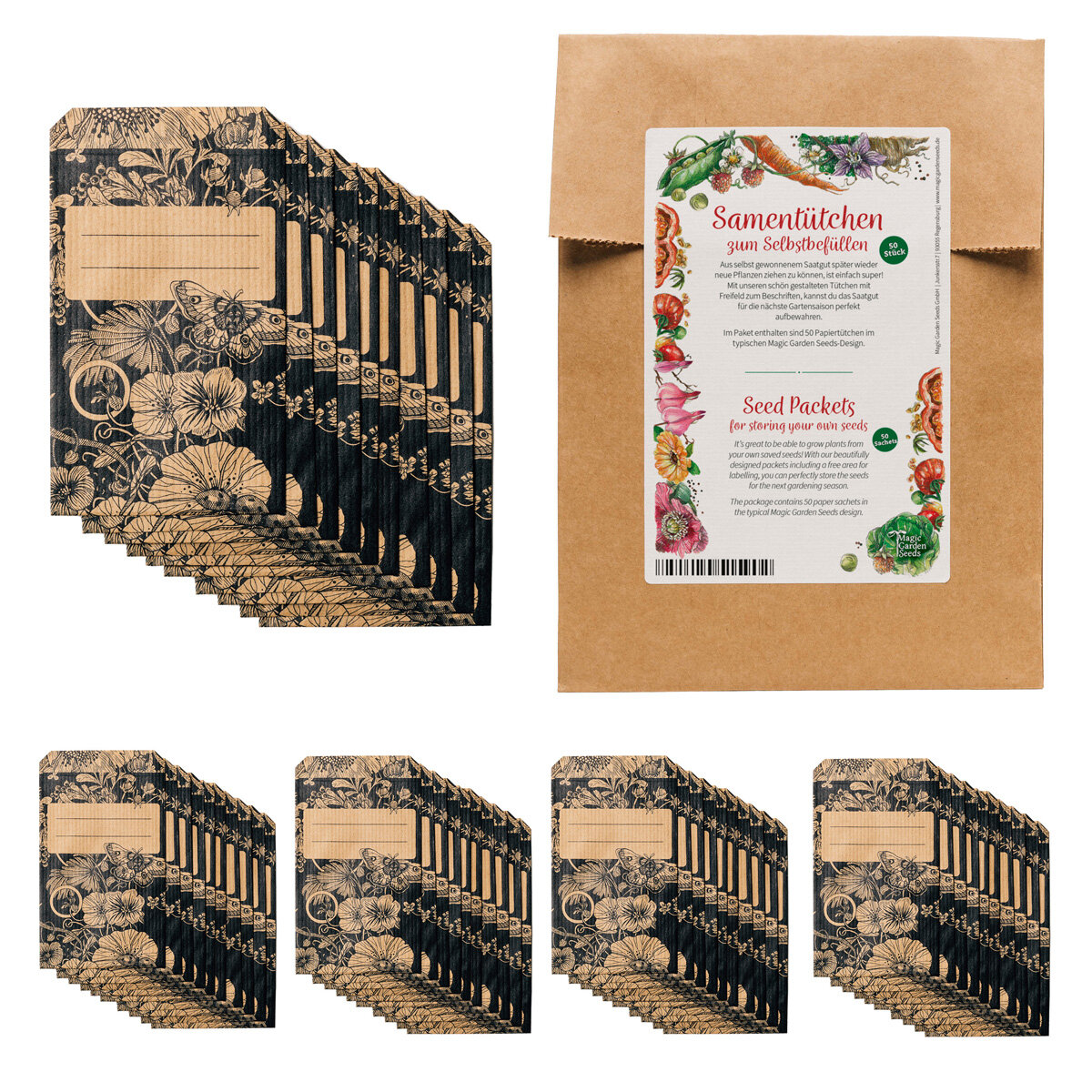 50 Empty Seed Sachets for Self-Filling and Labelling for Self-Harvested ...